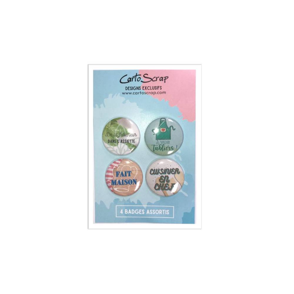 Lot de 4 badges 38mm CartoScrap - Top Chef